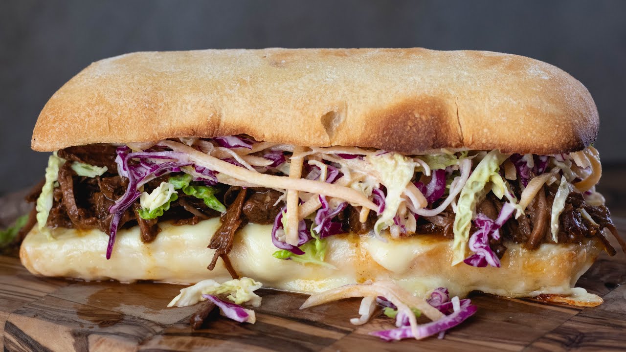 BBQ Beef, Mozzarella, and Coleslaw Ciabatta Sandwich Recipe
