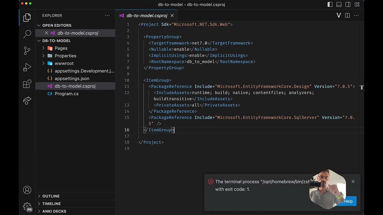 How to create a entity framework model from database [PostgreSQL, .NET7]