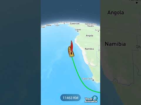 Chennai -Tamil Nadu- India to Lisbon - Portugal route Madagascar travel map route animation via ship