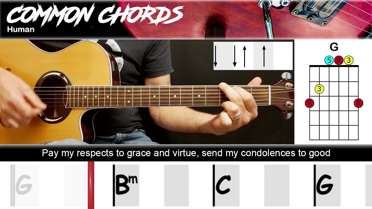 Human - The Killers | EASY GUITAR LESSON | Scrolling Chords & Lyrics
