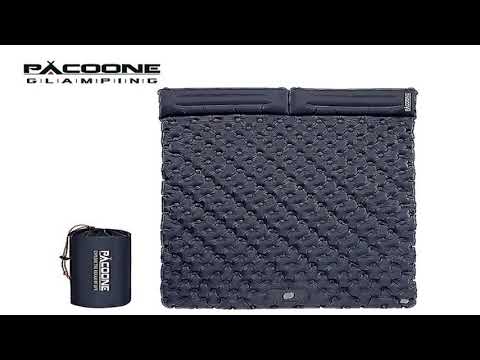 PACOONE Outdoor Camping Double Inflatable Mattress Extra Wide Sleeping Pad Ultralight Fold
