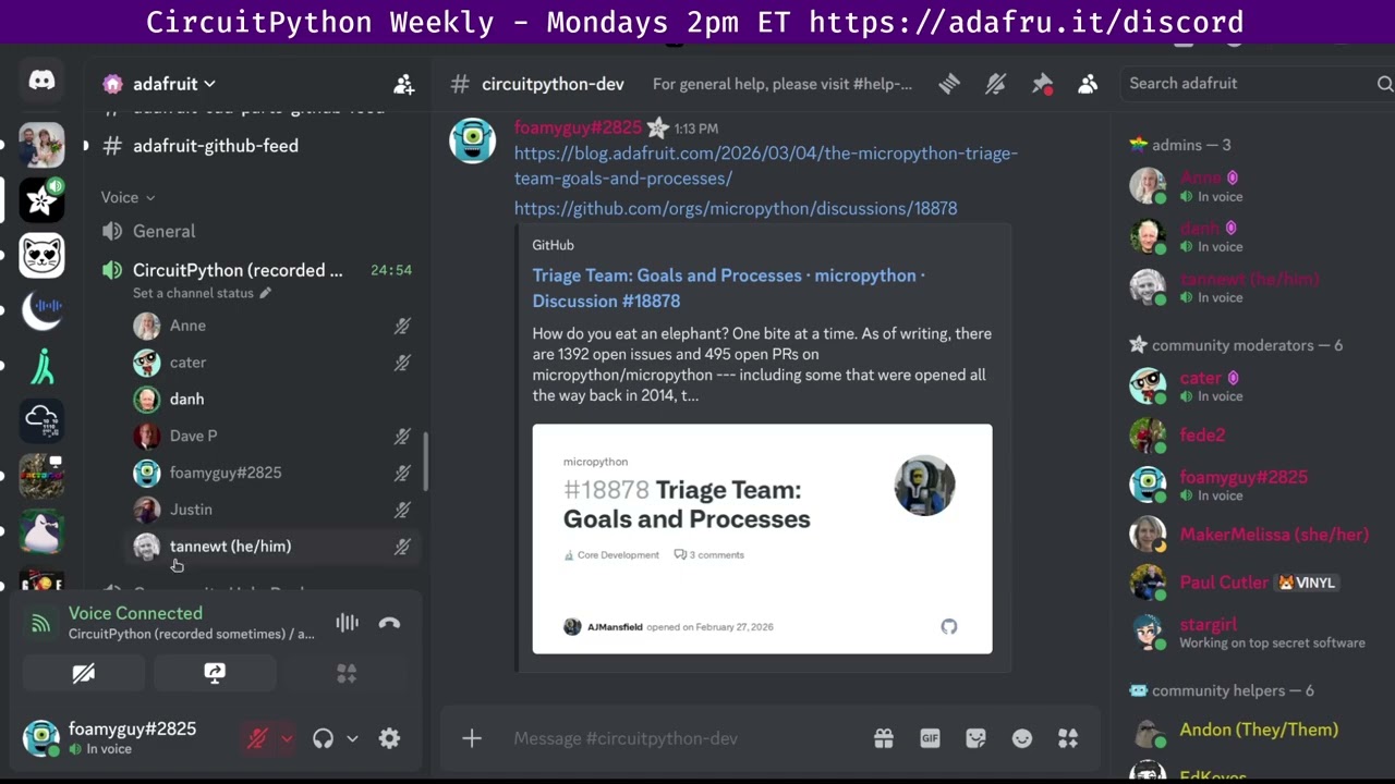 CircuitPython Weekly Meeting for March 9, 2026 @circuitpython #circuitpython #adafruit
