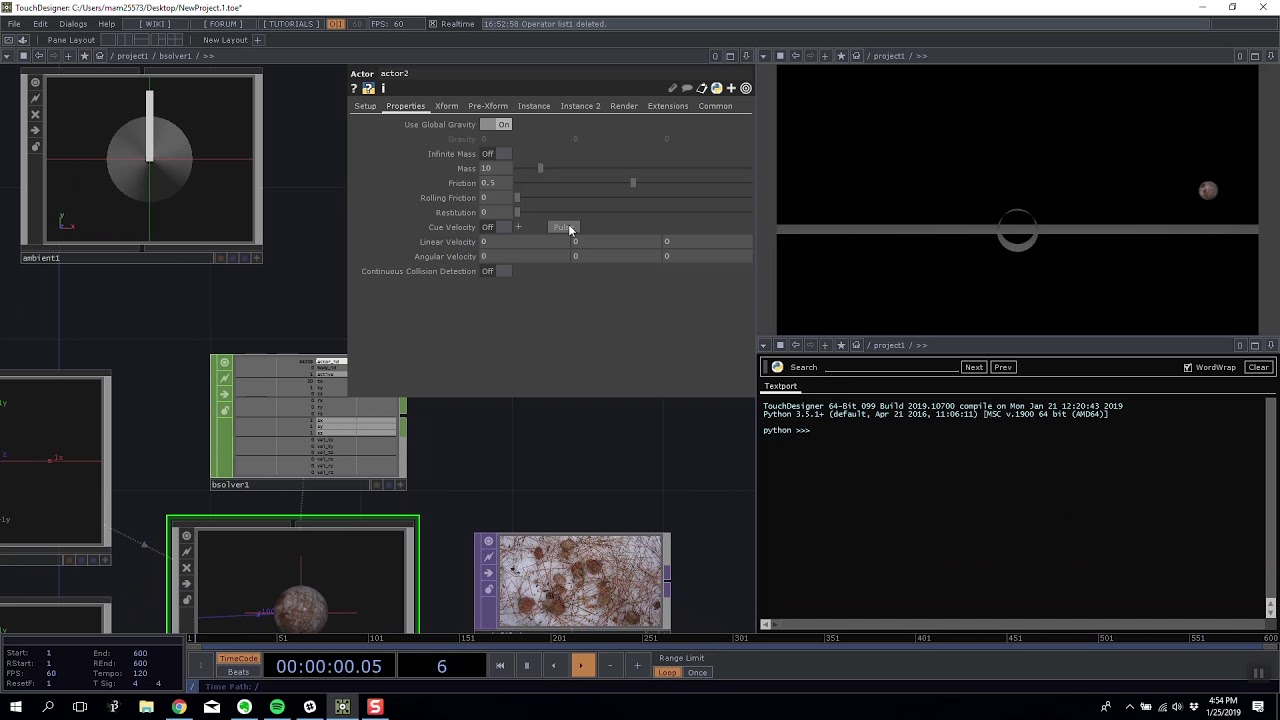 Touchdesigner- getting started with bulletsolver (Dynamic physics!)  - Part 2
