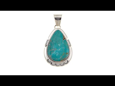 Chaco Canyon PearShaped Ceremonial Green Turquoise Penda...