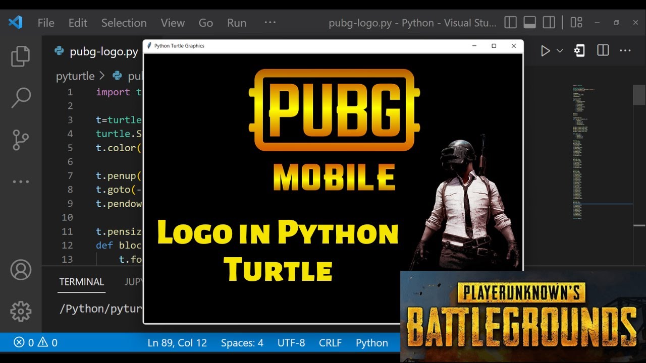 PUBG Logo Drawing Using Python Turtle | Python For Beginners | BGMI | @PUBG ​