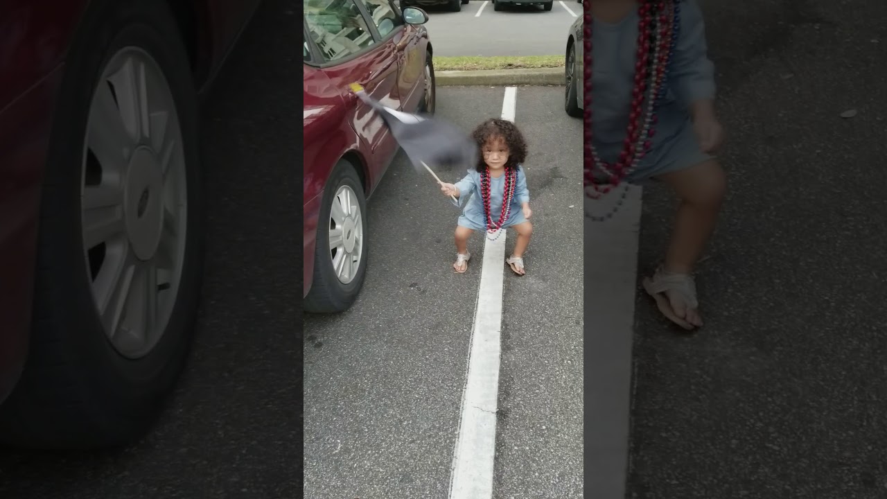 Aubrie waving her pirate flag!