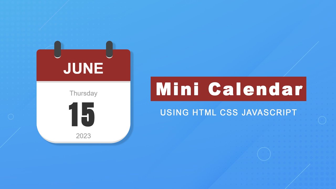 How To Create Mini Calendar Using HTML CSS and JavaScript | Add date on website using JavaScript
