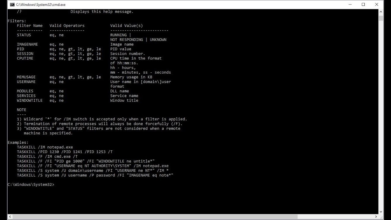 Kill Stubborn Programs and Processes with Taskkill