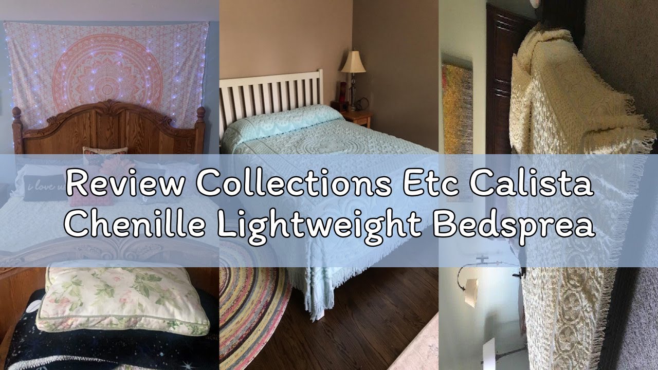 Review Collections Etc Calista Chenille Lightweight Bedspread with Fringe Border, Sage, Queen