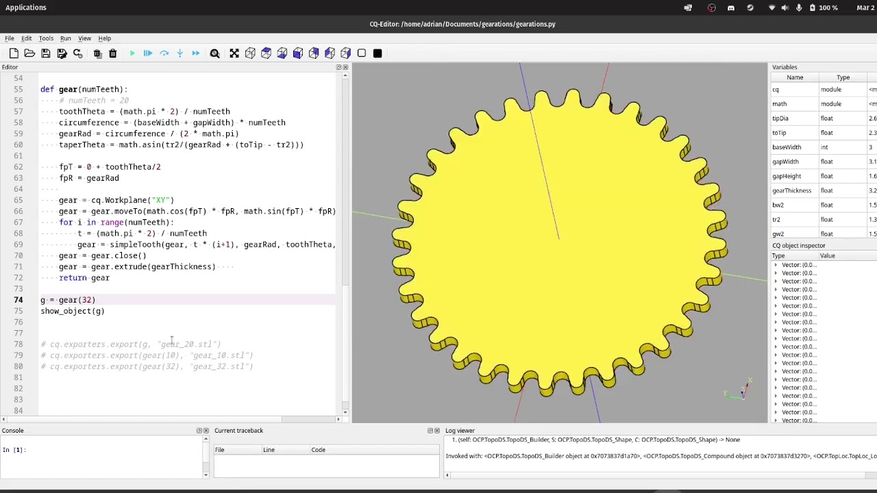 Creating toy gears with Python (demo)