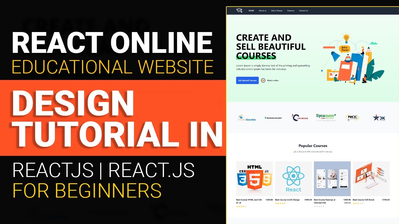 React Online Educational Website Design Tutorial in ReactJs | React.js for Beginners