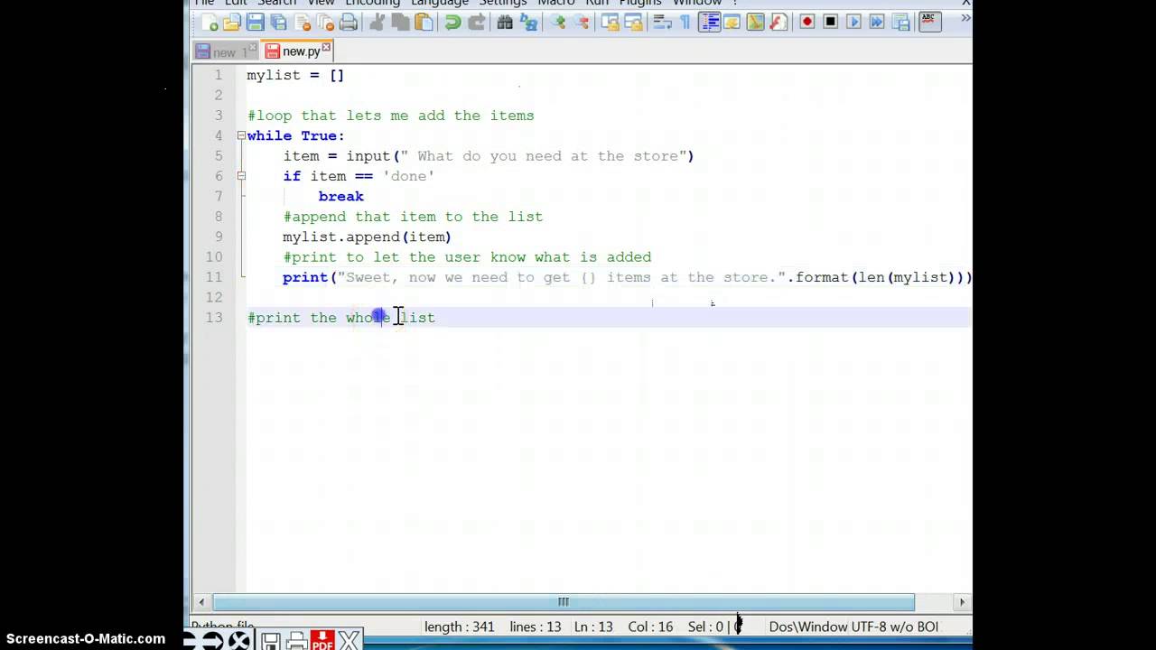 Learning Python Level 4.1: Shopping List