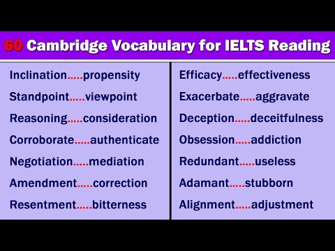 60 Most Frequently Used Cambridge Vocabulary with Synonyms for IELTS Reading
