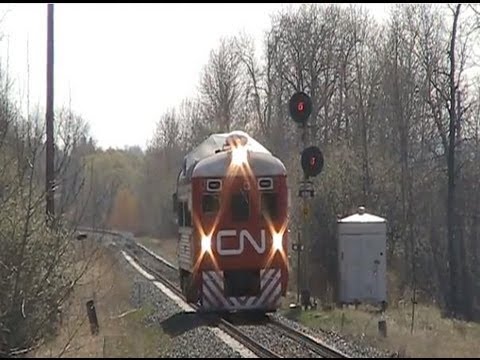 CN Train Spotting: CN Budd RDC1 Test Track Evaluation Systems #1501 Leads At Wabamun AB 4/9 5/7/12