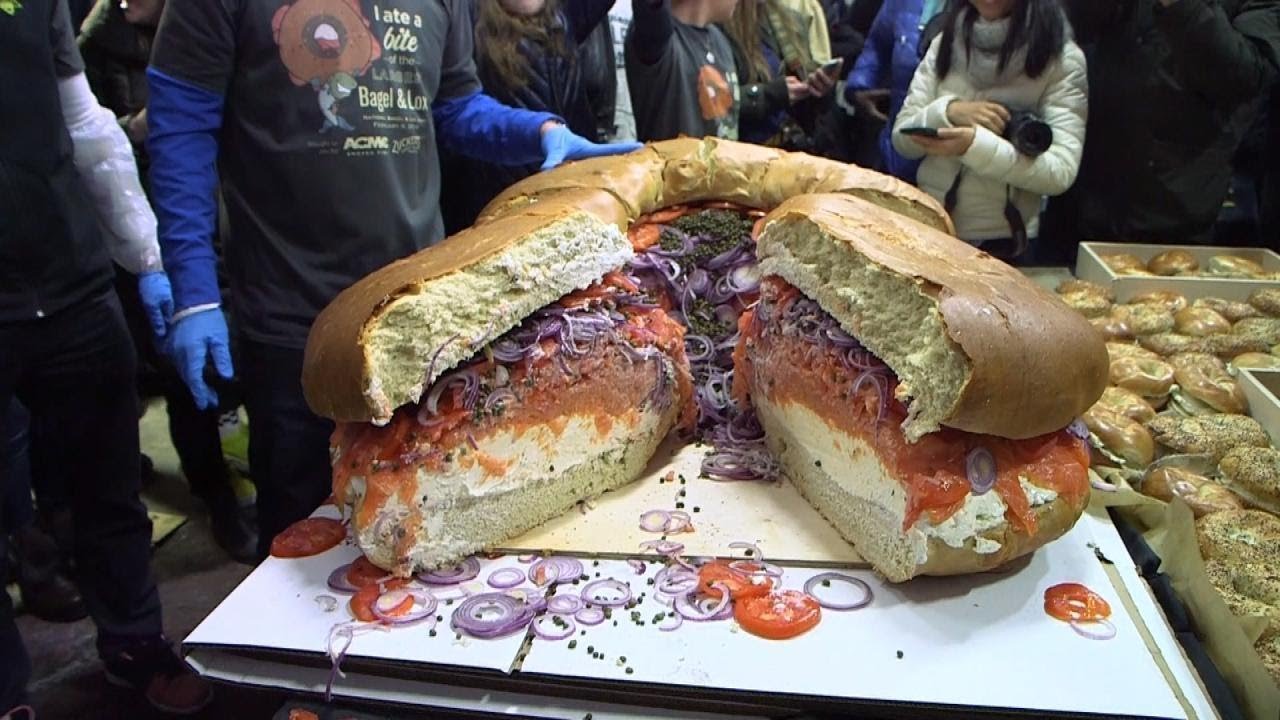 Tremble Before the World's Largest Lox and Bagel Sandwich