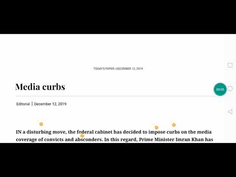 Media Curbs (Dawn News Editorial with urdu translation, 12th Dec, 2019)