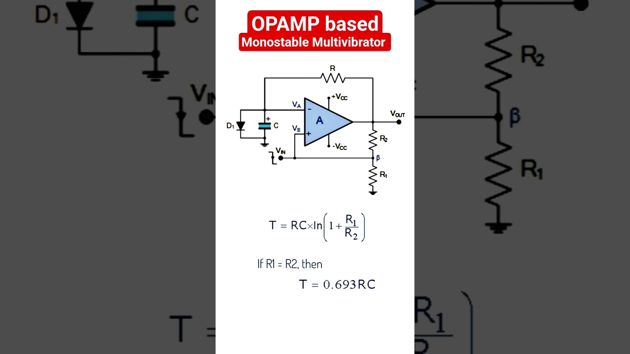 Basic monostable multivibrator circuit using opamp
