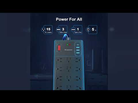 Review: Surge Protector Power Strip-15 Widely Spaced Outlets and 4 USB Ports(1 USB C Port),14 ...