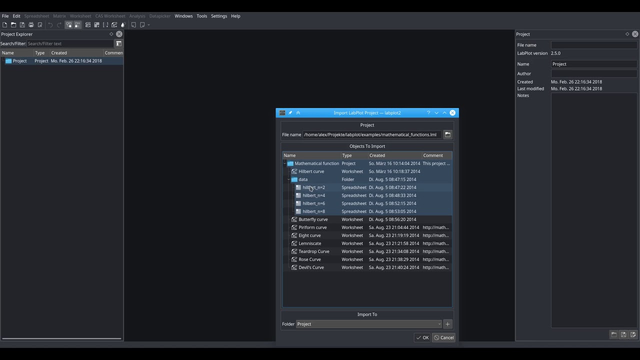 Import LabPlot Project