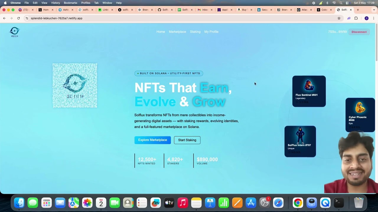 Solflux Hackathon Week 4 | Final UI, NFT Mint & Staking Demo