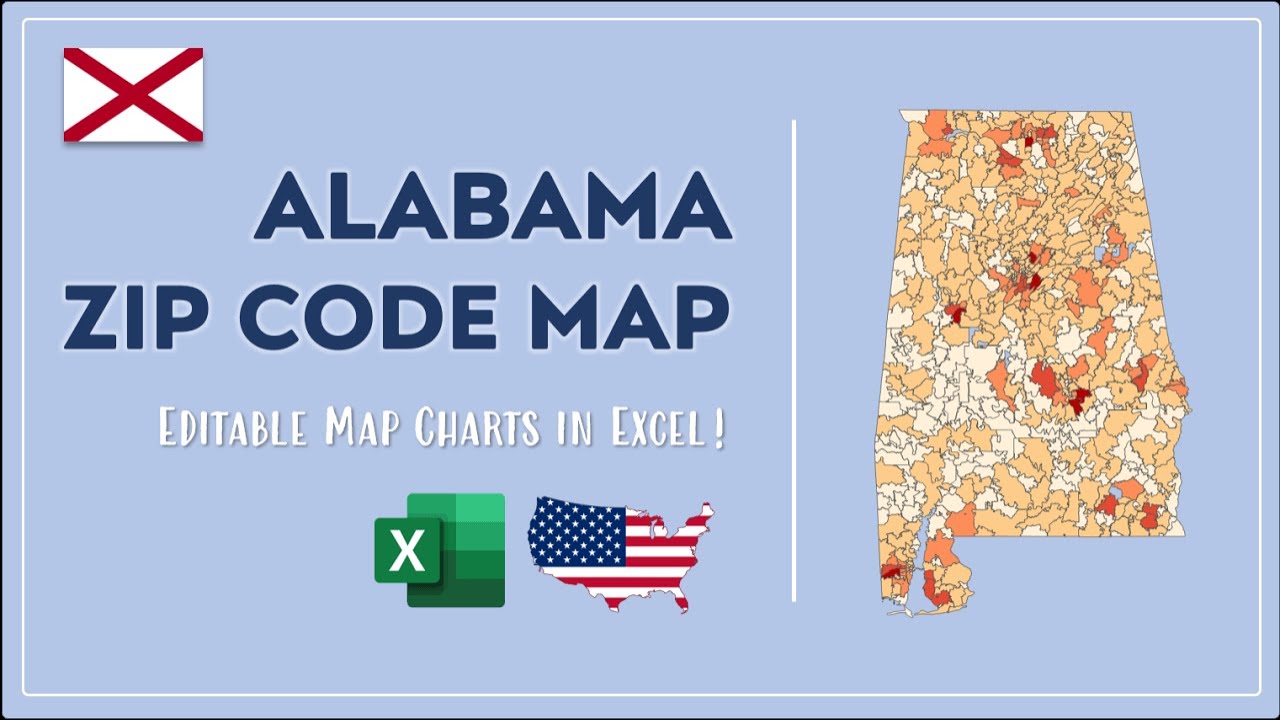 Alabama Zip Code Map in Excel - Zip Codes List and Population Map