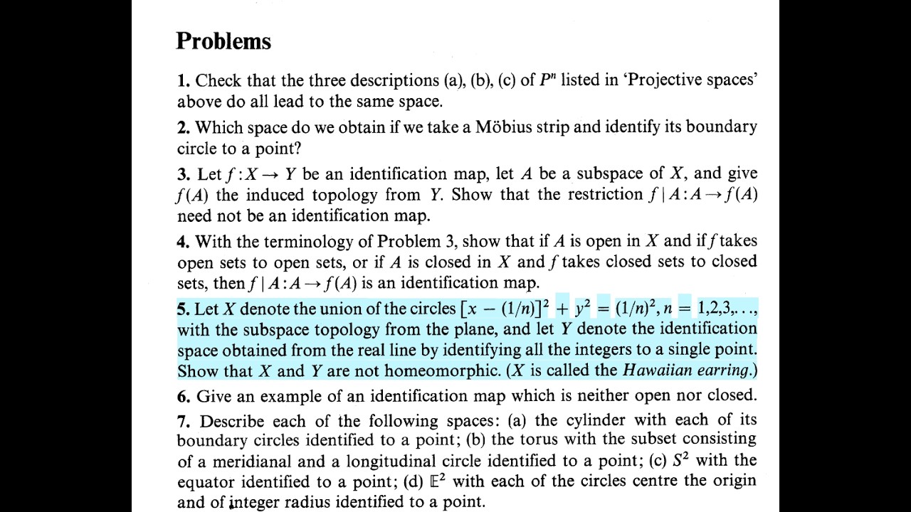 Basic Topology - Armstrong. Prob 4.5: Space from the real line by identifying integers to a point