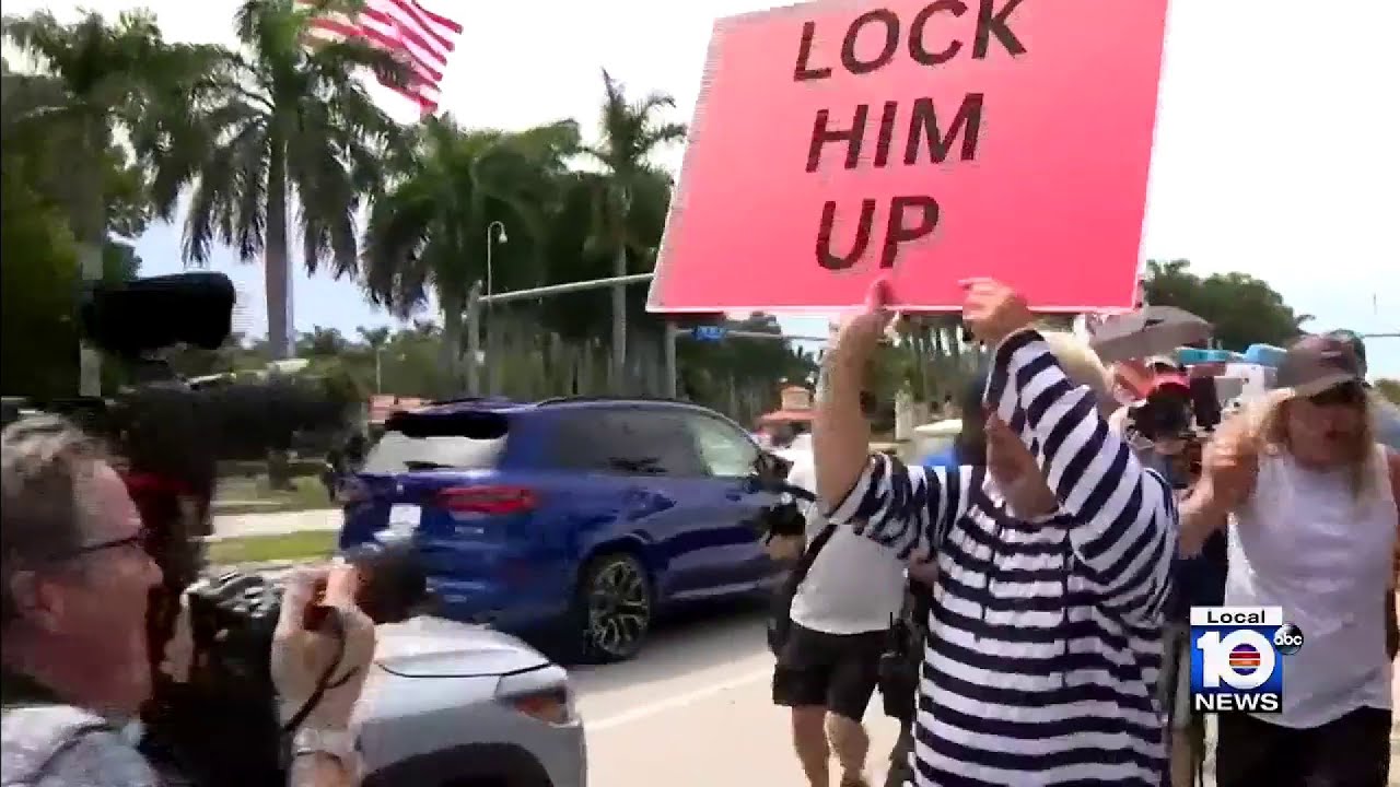 Protesters, opposers get into heated argument outside Trump National in Doral