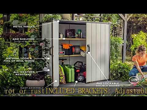 Keter Premier Tall Resin Outdoor Storage Shed with Shelving Brackets for Patio Furniture, Pool Acce