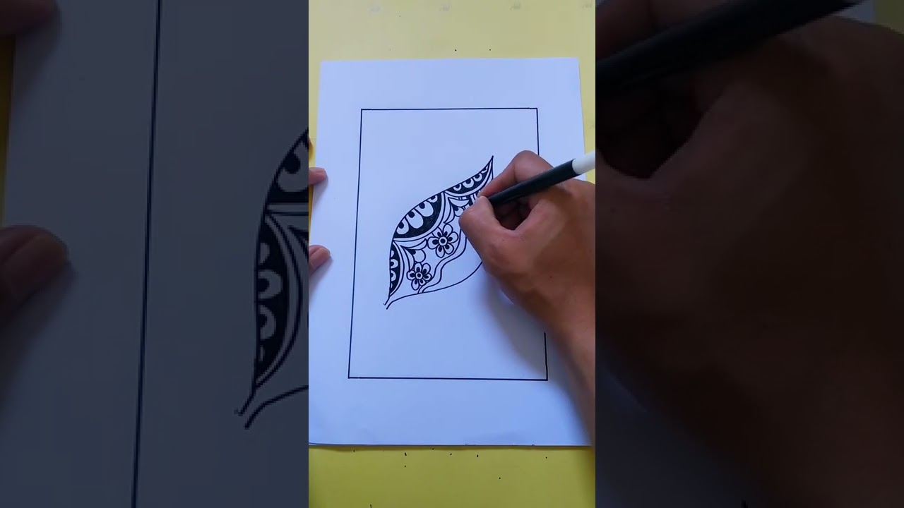 Cara gambar karya seni rupa dua dimensi modifikasi objek stilasi daun #drawing #art #shorts #short