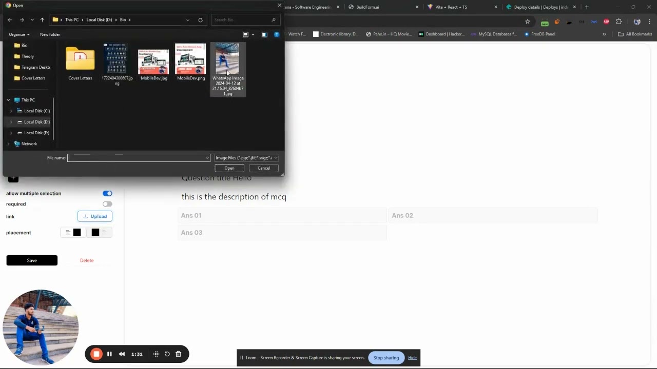 Form Builder Project Demonstration Created using react and redux