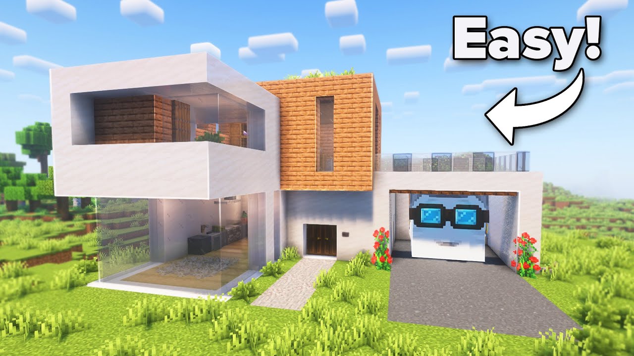 Minecraft: How to Build a Modern House with Garage | Tutorial🏠 ...