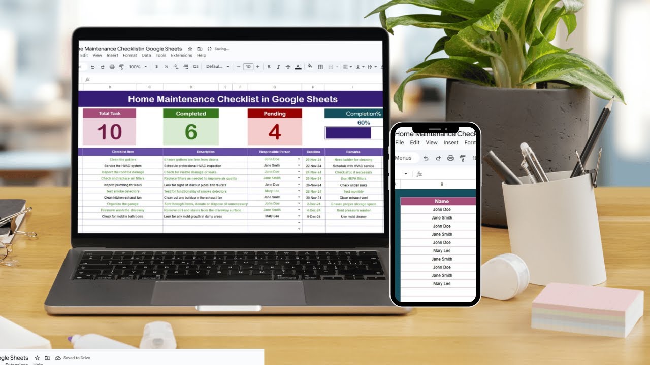 Home Maintenance Checklist in Google Sheets