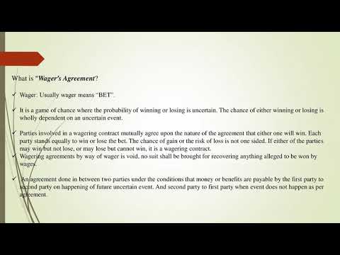 wagering agreement section 30
