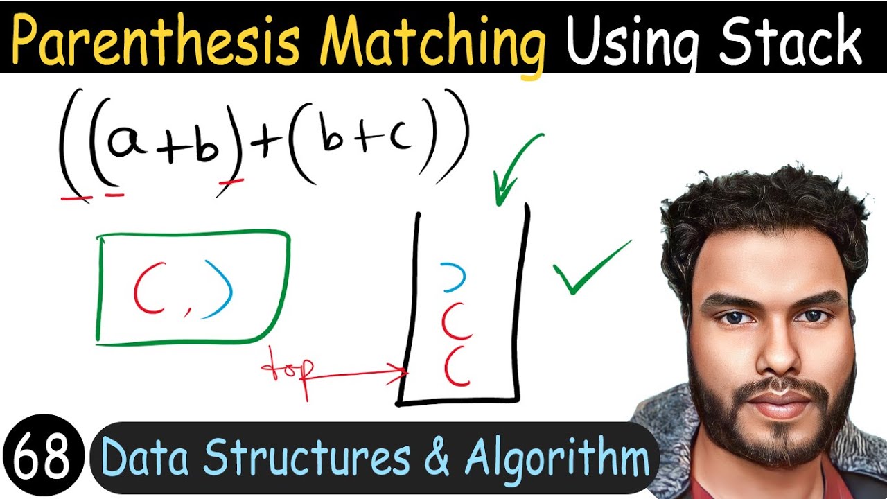 68 - Parenthesis Matching using Stack - Stack Application | DSA Tutorial