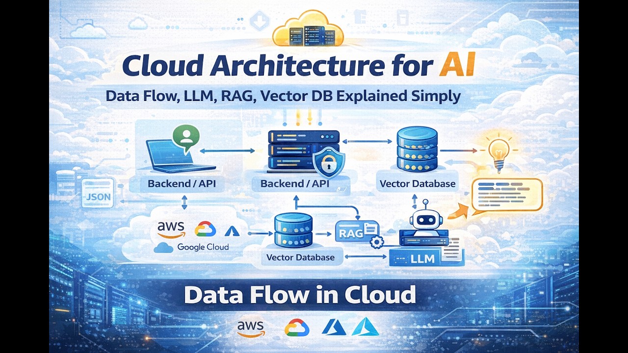 Cloud Architecture for AI | Data Flow, LLM, RAG, Vector DB Explained Simply |   Data Flow in Cloud