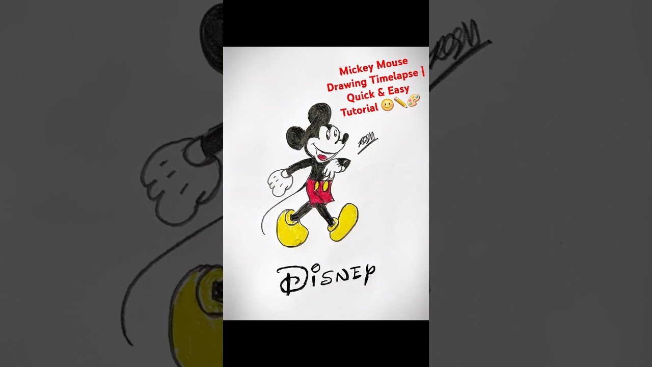 Mickey Mouse Drawing Timelapse | Quick & Easy Tutorial  #howtodraw #mickeymousedrawingtutorial