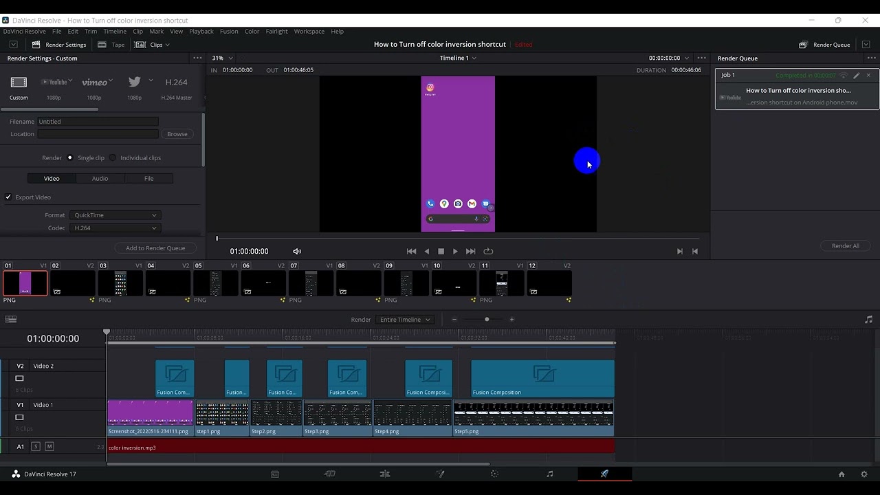 Why is my Davinci Resolve export only a second long