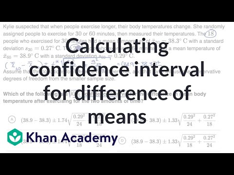 Calculating confidence interval for difference of means | AP Statistics | Khan Academy