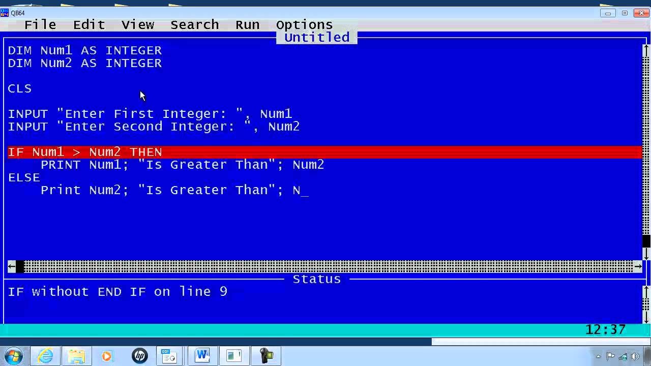 QBasic Tutorial 7 - IF Statements - QB64