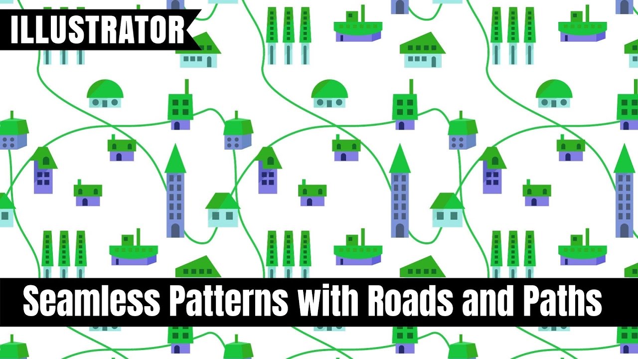 Illustrator - Roads and Tracks in patterns - Seamless patterns of objects over lines