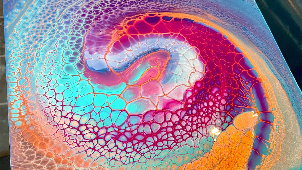 #76 Winner Spinner! Spinning swipe/ Sheleeart Bloom. Pour painting technique