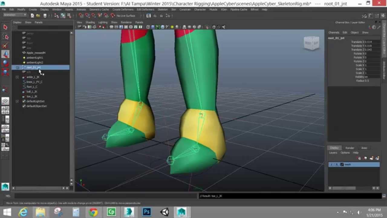 Character Rigging - Step 2 - Reverse Foot Setup (Autodesk Maya)