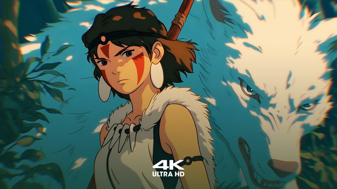 Princess Mononoke 4K Live Wallpaper | San & Wolf Spirit Screensaver 🐺🍃