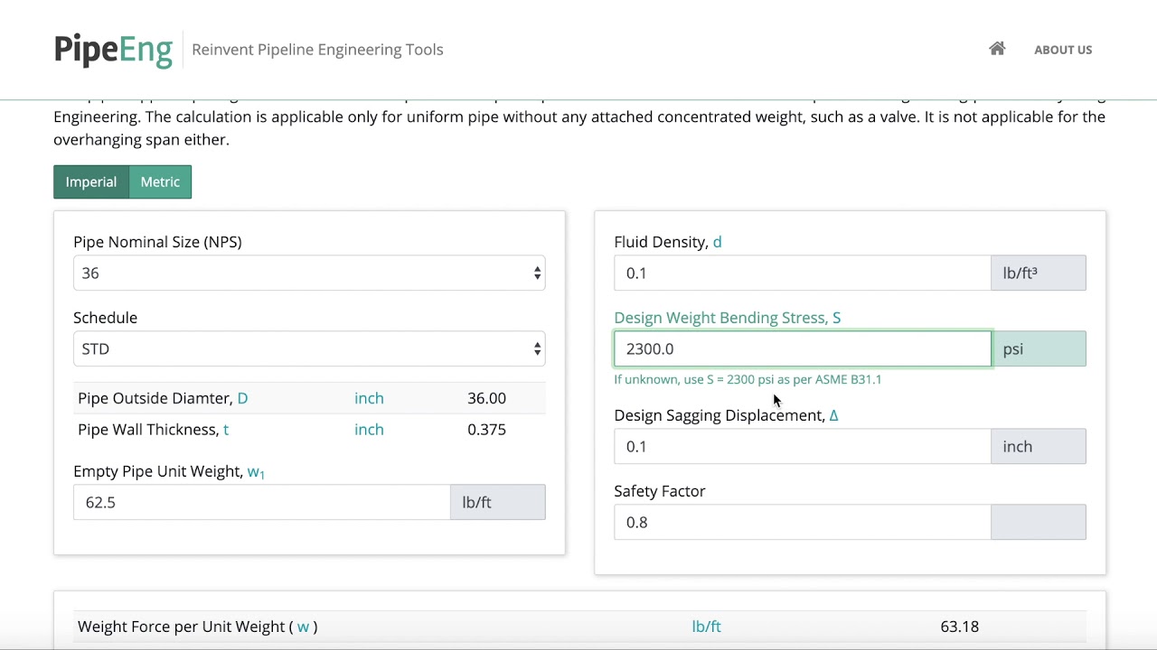 Pipe Support Spacing Calculation