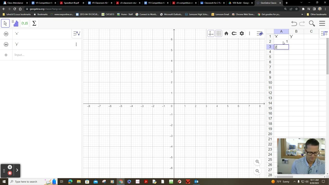 GeoGebra Plot Points Using a Table of Values