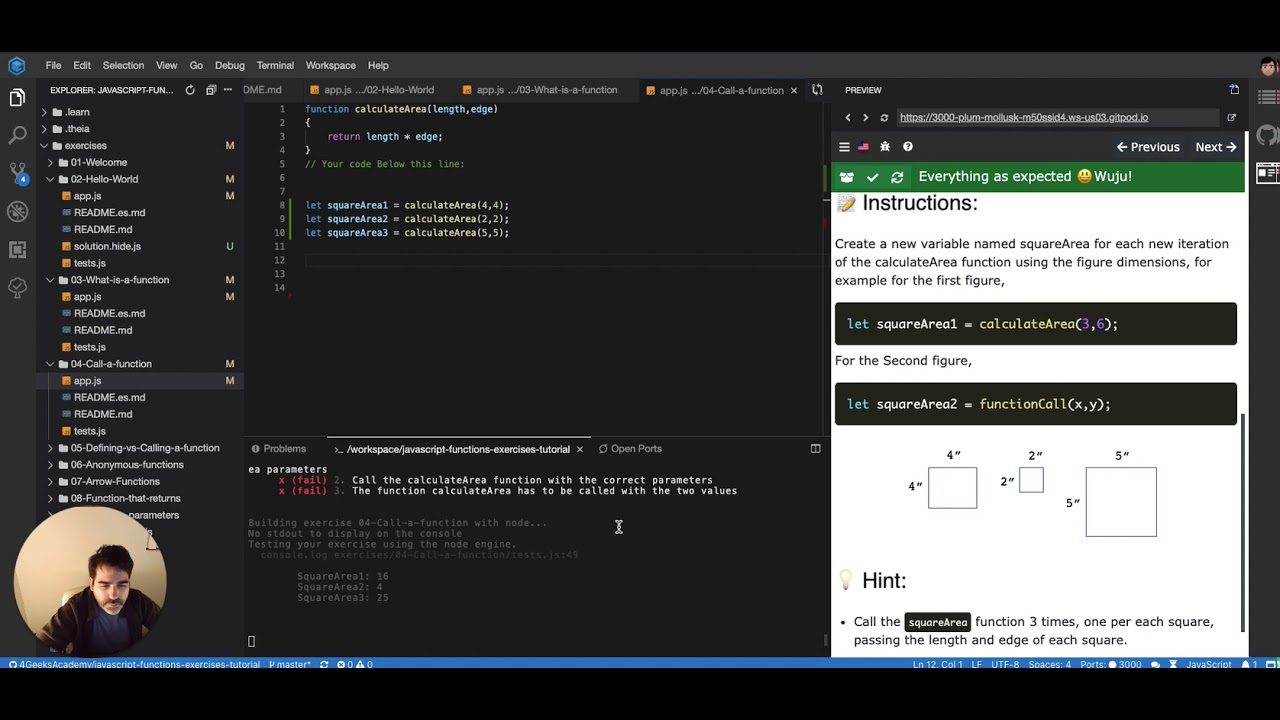 04 How to call a function in javascript - Javascript Functions Exercises