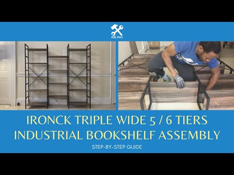 IRONCK Triple Wide 5 Tiers Industrial Bookshelf Assembly | Triple Wide 6 Tiers Industrial Bookshelf