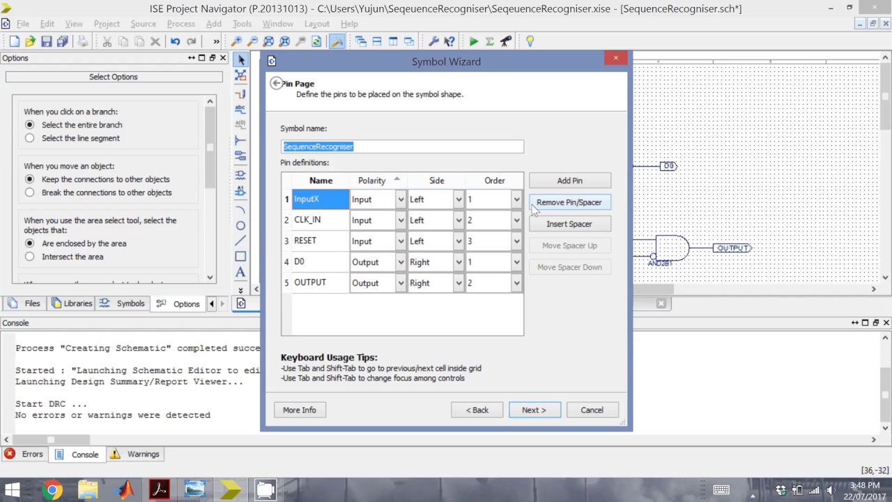 Mx1 Lab Examples - 2-input sequence recogniser
