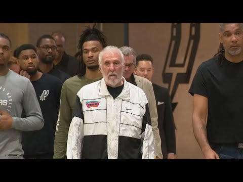 Gregg Popovich makes first public appearance since stroke as Spurs introduce new head coach