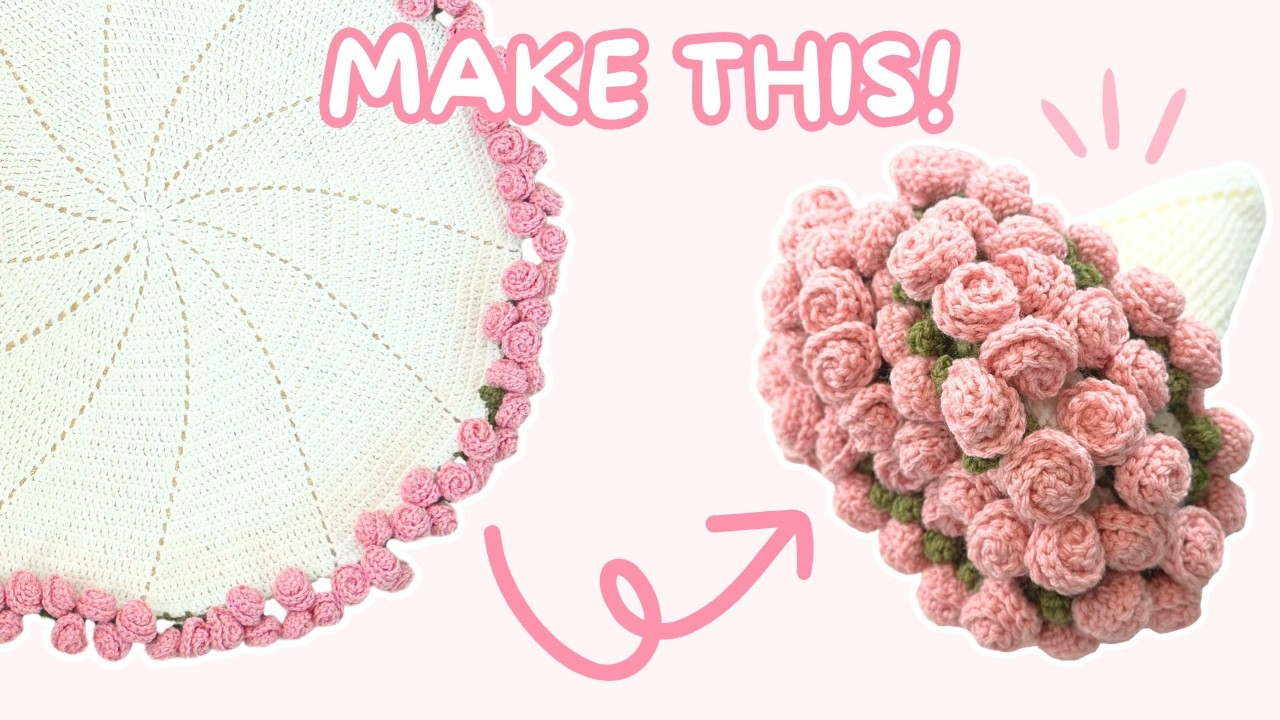 EASY flower bouquet blanket tutorial for BEGINNERS | how to crochet the viral rose bouquet blanket